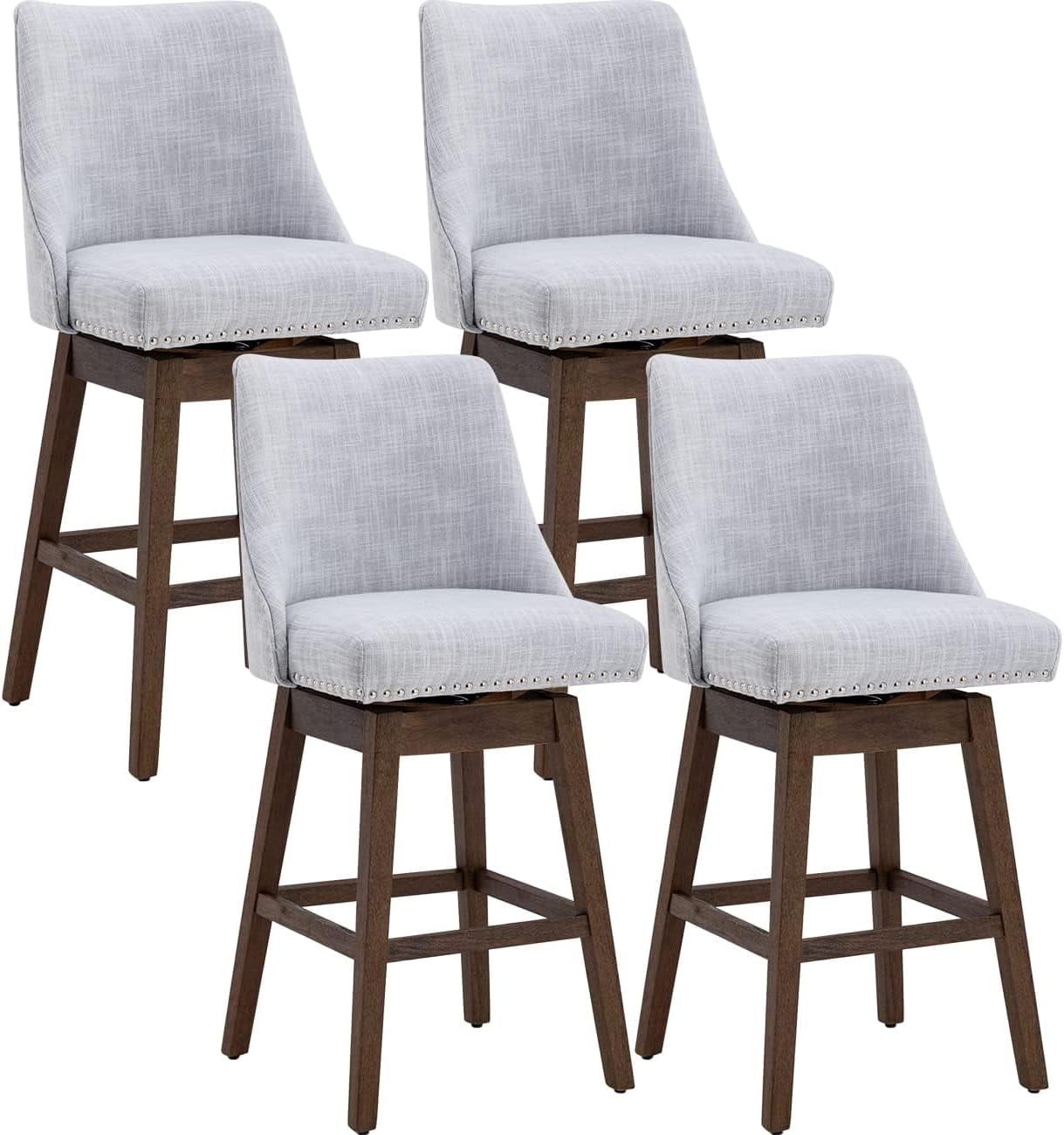 Velvet Counter Height Bar Stools Swivel Farmhouse Bar Stools with Wood ...