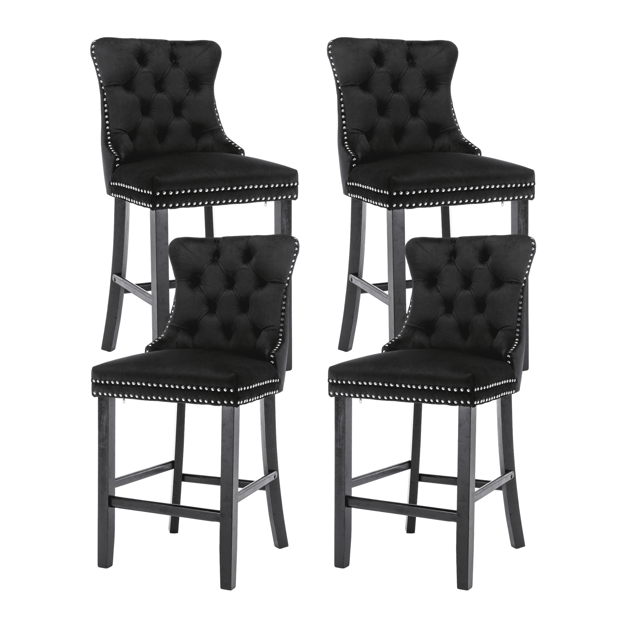 Velvet Counter Height Upholstered Barstools, Bar Stools Seat Height 27 ...