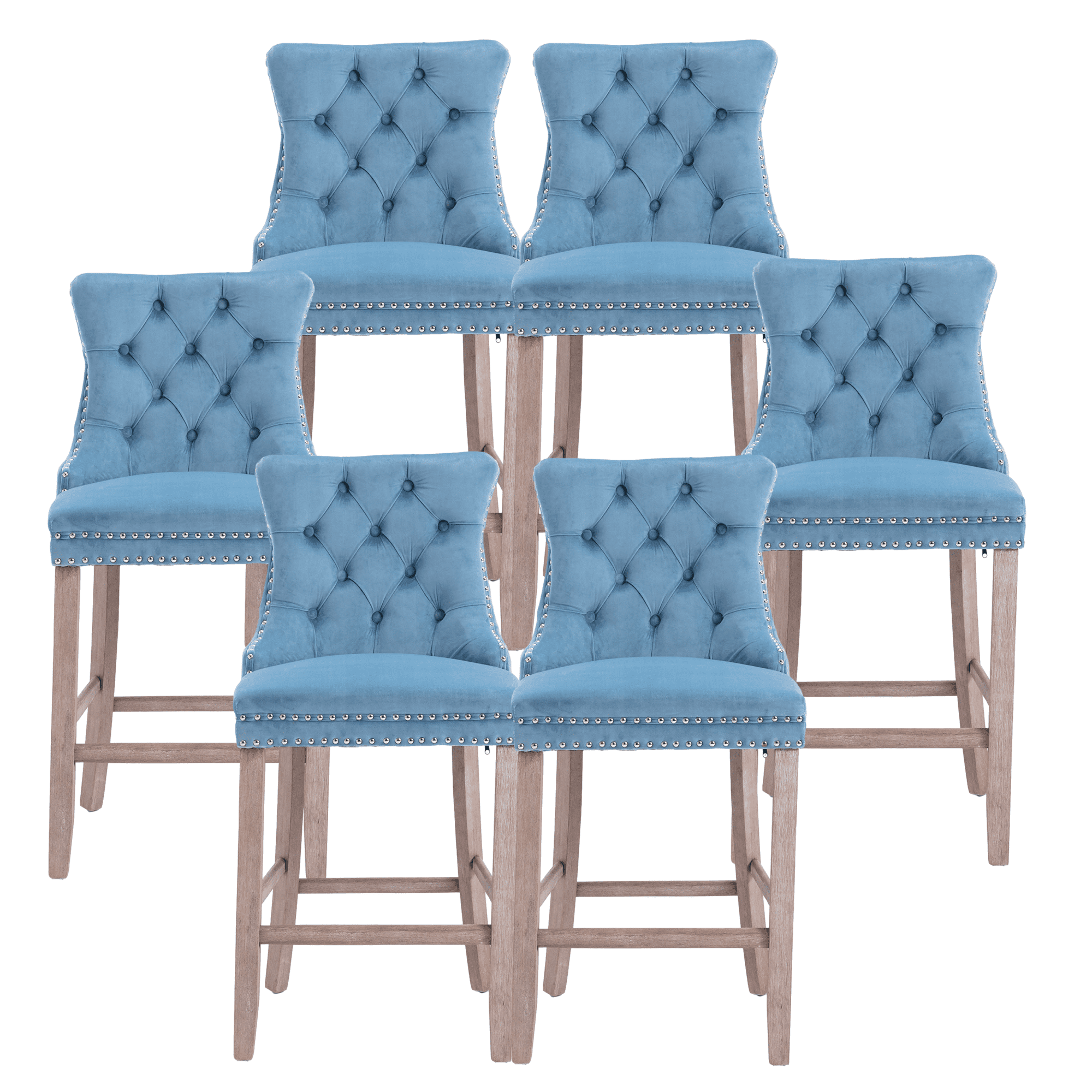 Velvet Counter Height Upholstered Barstools, Bar Stools Seat Height 27 ...