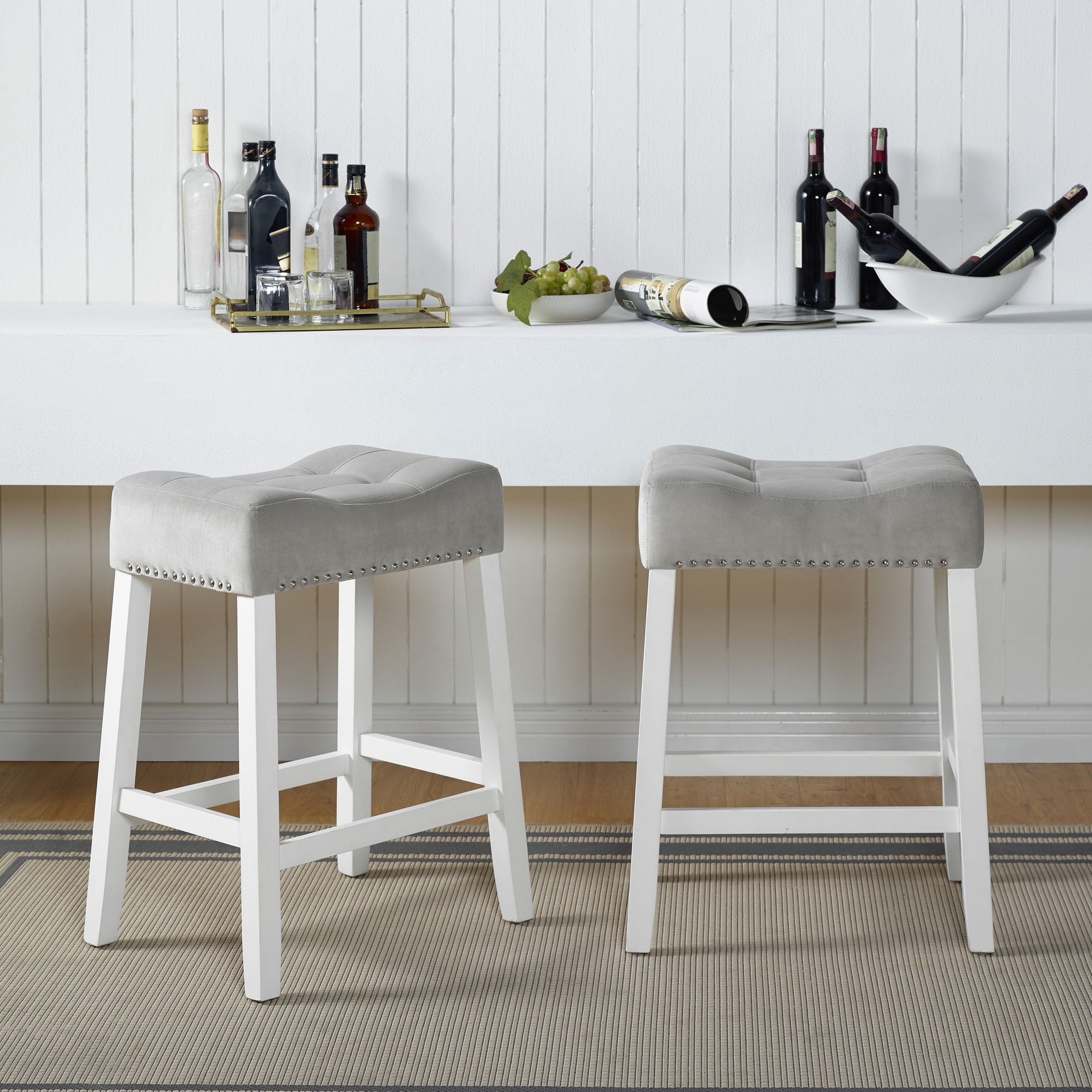 Velvet Counter Stools Twin Pack | Great for Prolonged Seating with ...