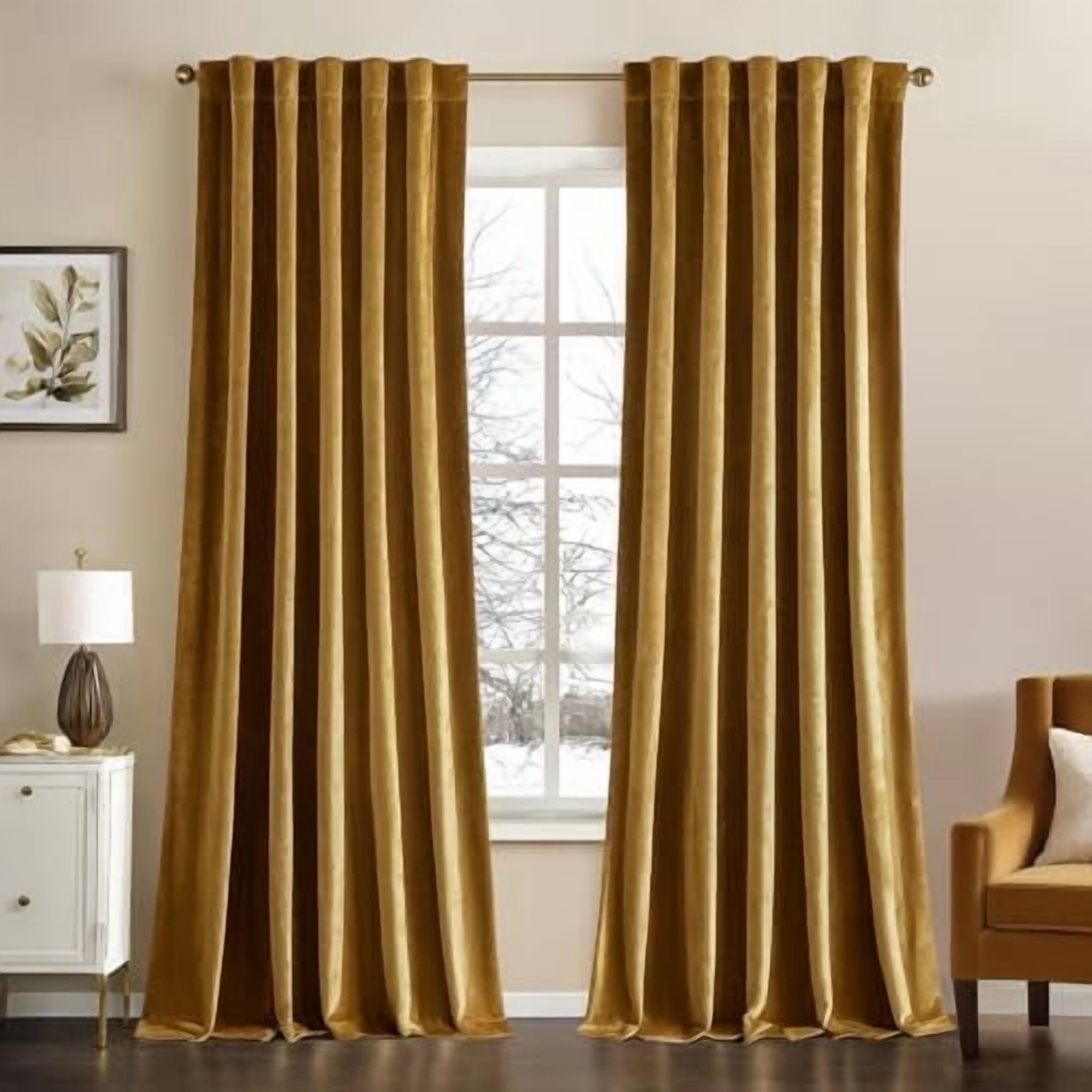 Velvet Curtains 72 Inch Wide - Extra Wide Luxury Room Darkening ...