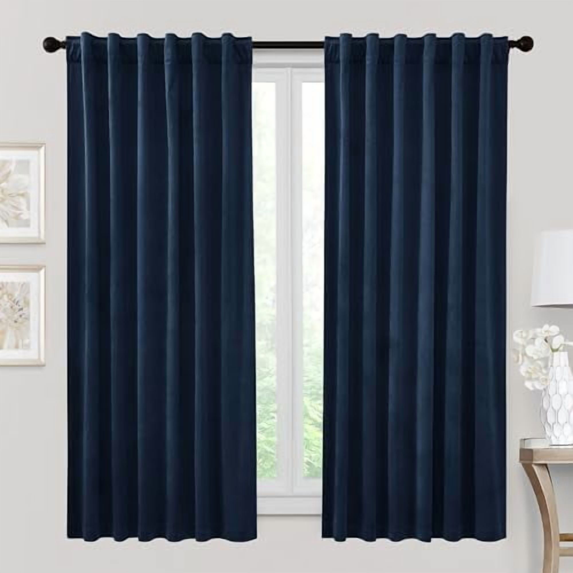 Velvet Curtains 72 inches Length, Back Tab & Rod Pocket Soft Fabric ...