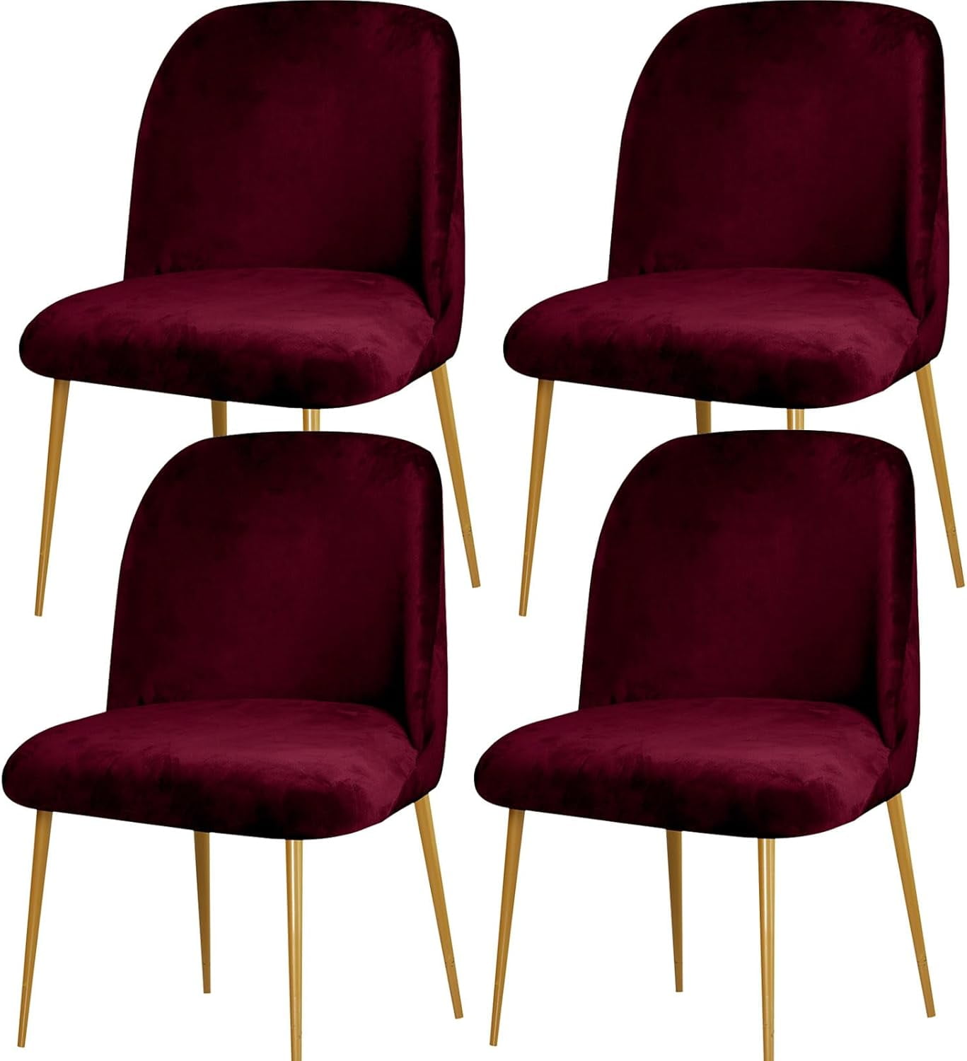Velvet Curved Chair Covers Dining Room Chairs Set of 4,Mid Century ...