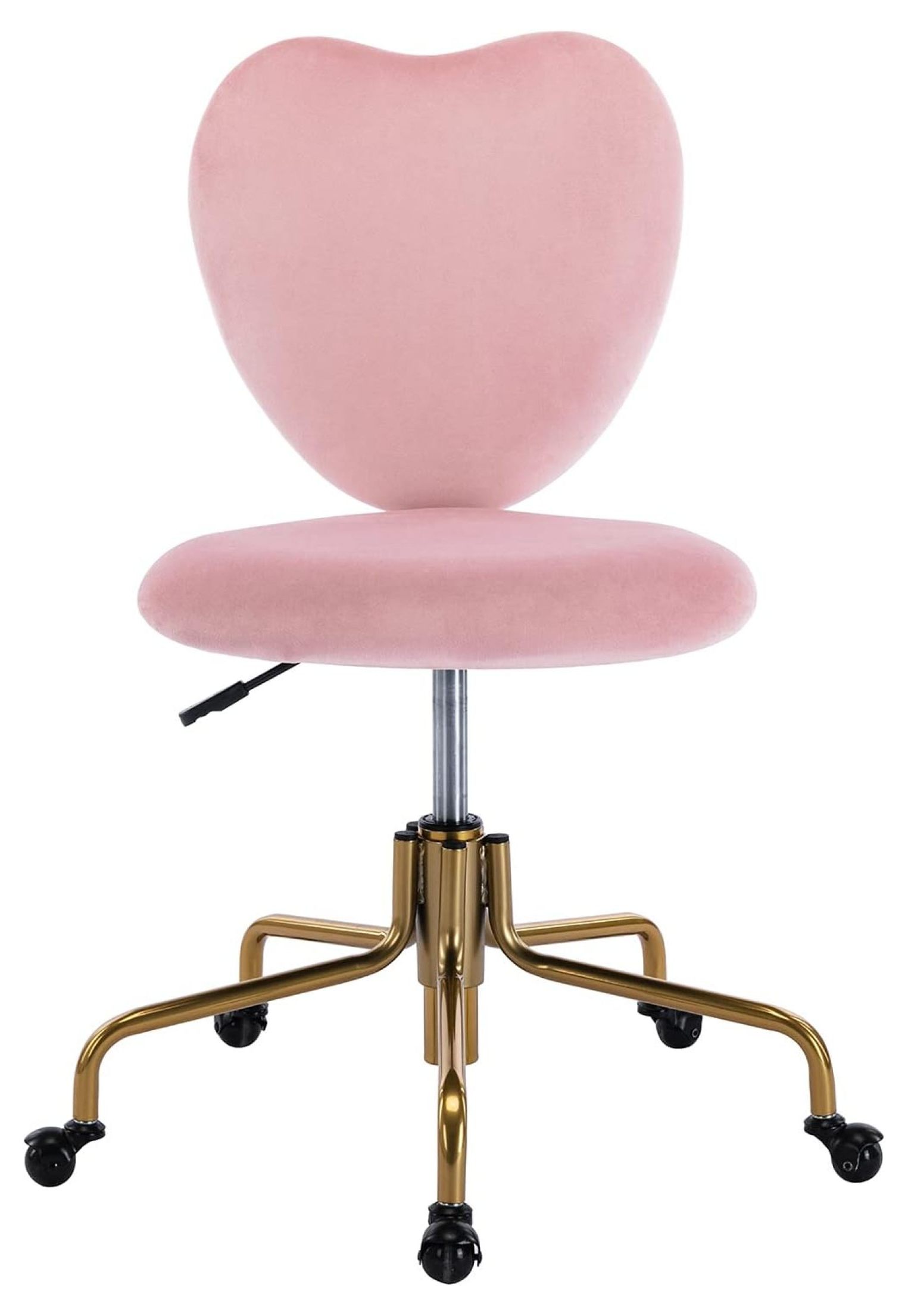 Velvet Cute Heart Desk Chair with Wheels, Comfortable Armless Home ...