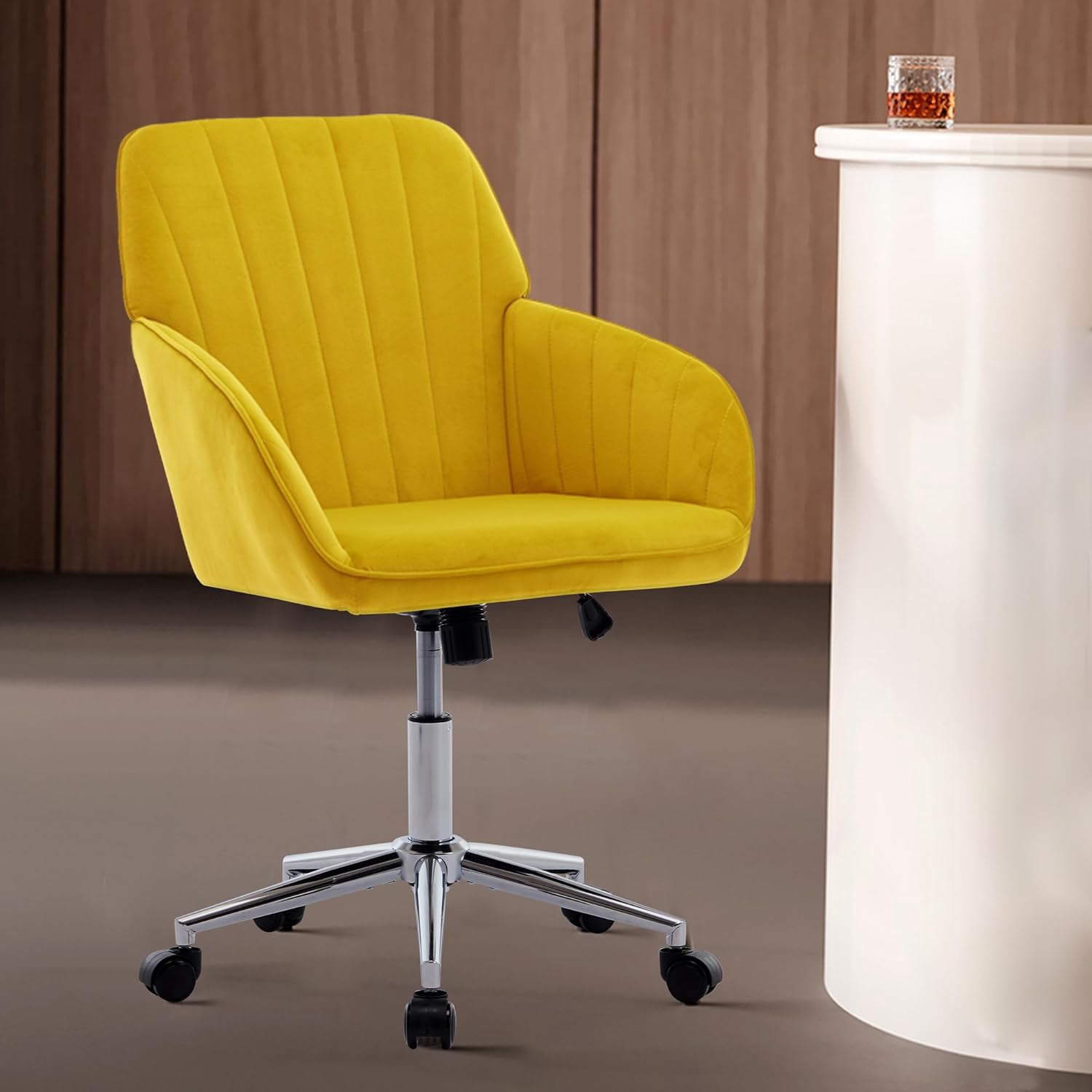 Velvet Desk Chair for Home Office, Modern Adjustable Computer Task ...