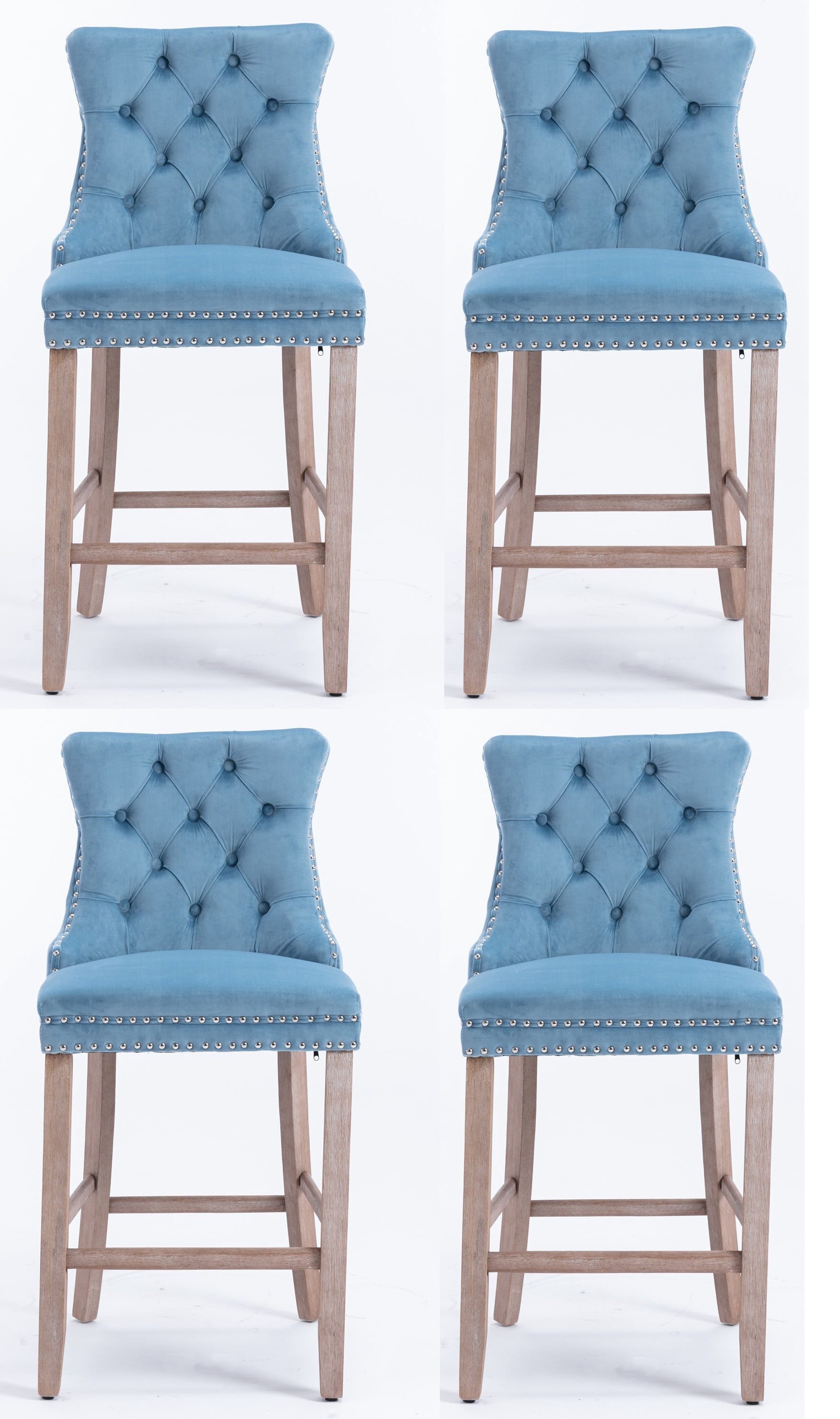Set of 4 Velvet Dining Bar Chairs Contemporary Velvet Upholstered ...