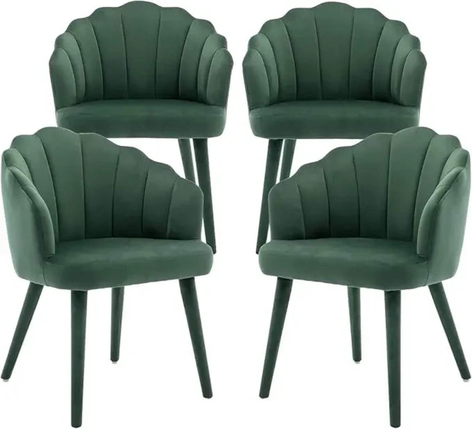 Velvet Dining Chair Set of 4 Modern Living Room Chairs with Petal Back ...