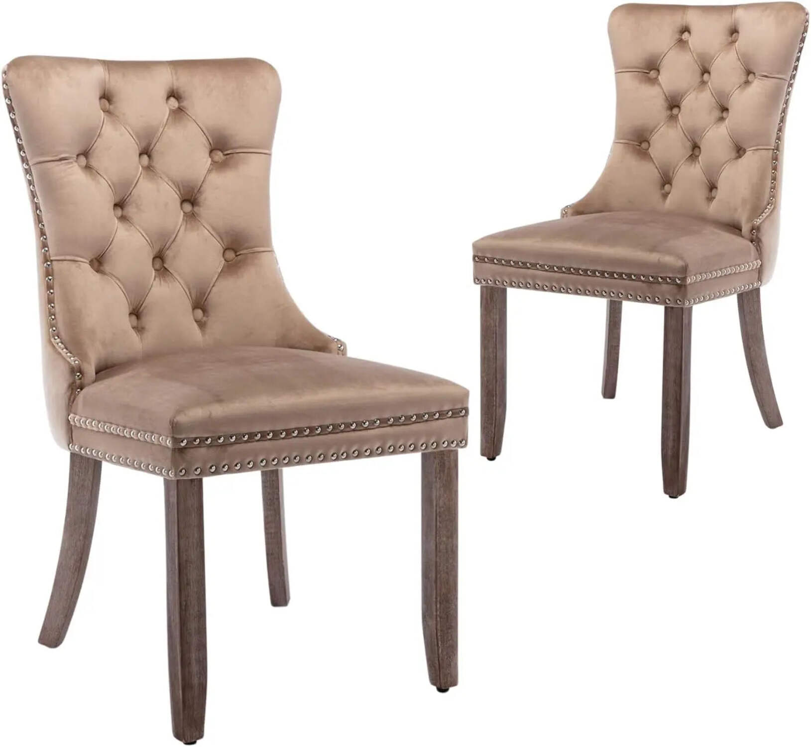 Velvet Dining Chair Set of 4, Upholstered Dining Chair with Pull-tab ...