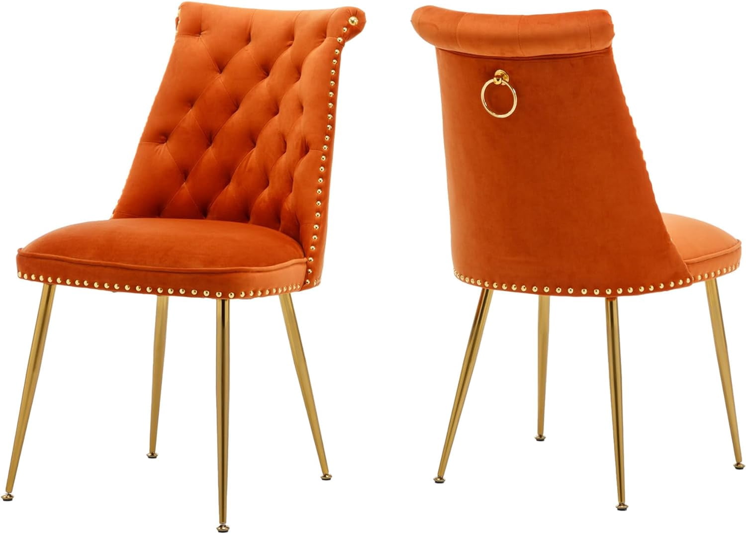 Velvet Dining Chairs ，Blue Upholstered High Back Chairs for Bedrooms ...