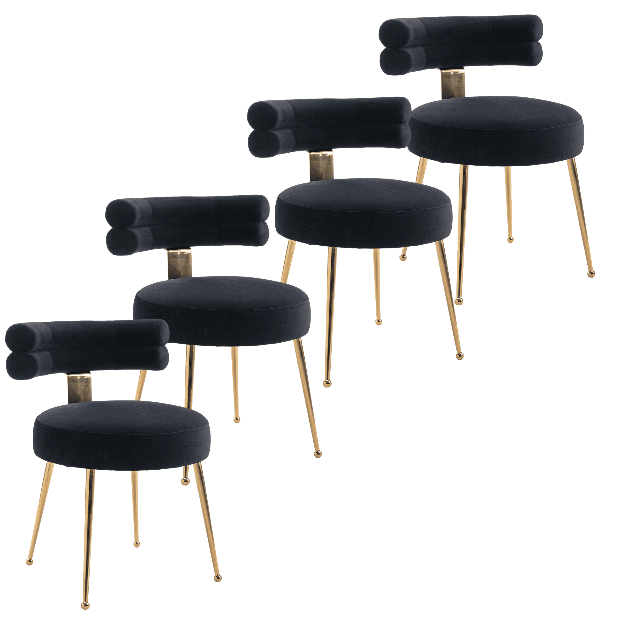 Velvet Dining Chairs, Mid-Century Dining Chair with Golden Metal Legs ...