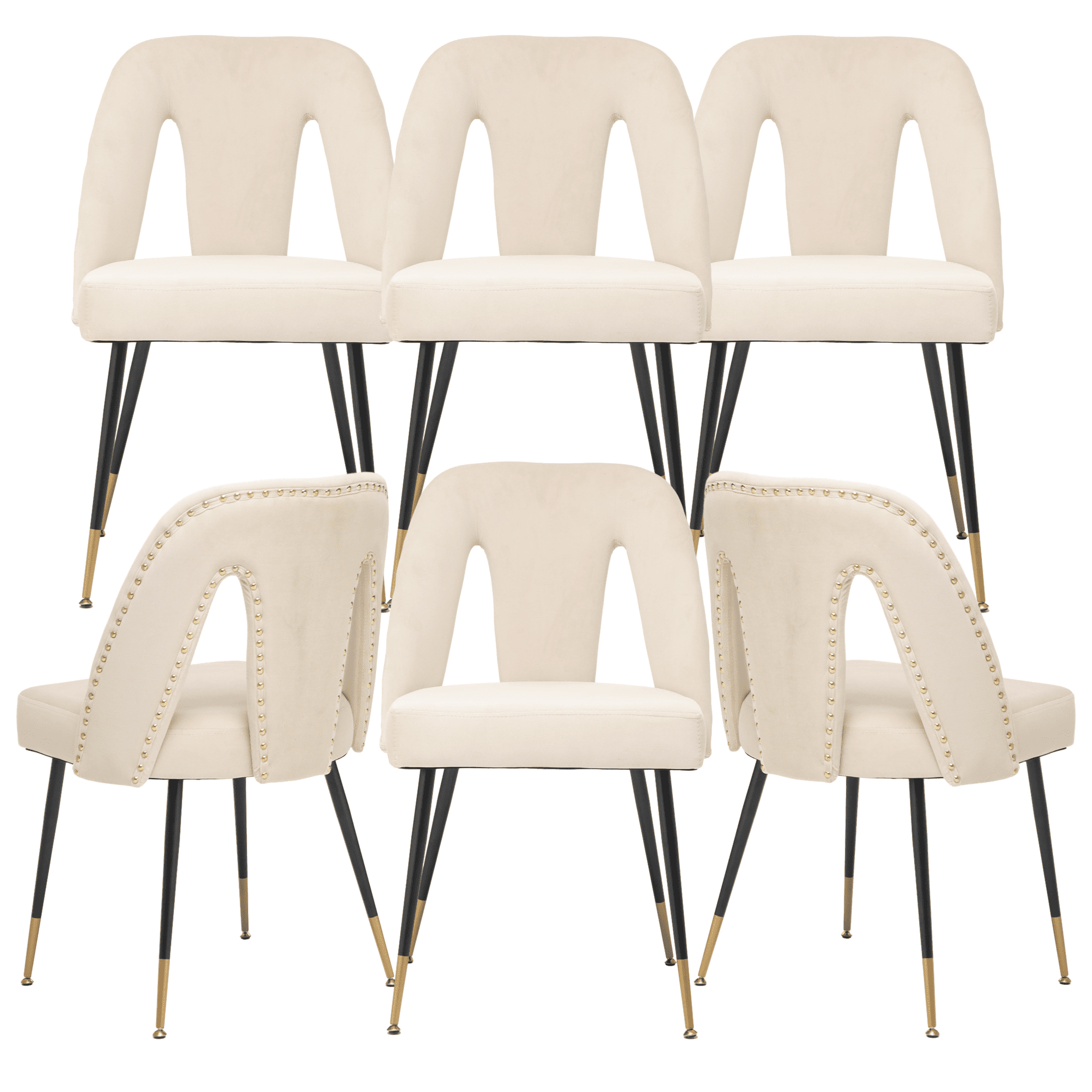 Rhomtree Velvet Dining Chairs, Mid Century Modern, High Back, Metal ...