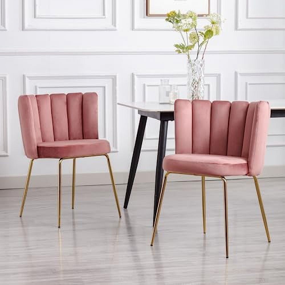 Velvet Dining Chairs Set of 2, Modern Accent Chair with Petal Back ...