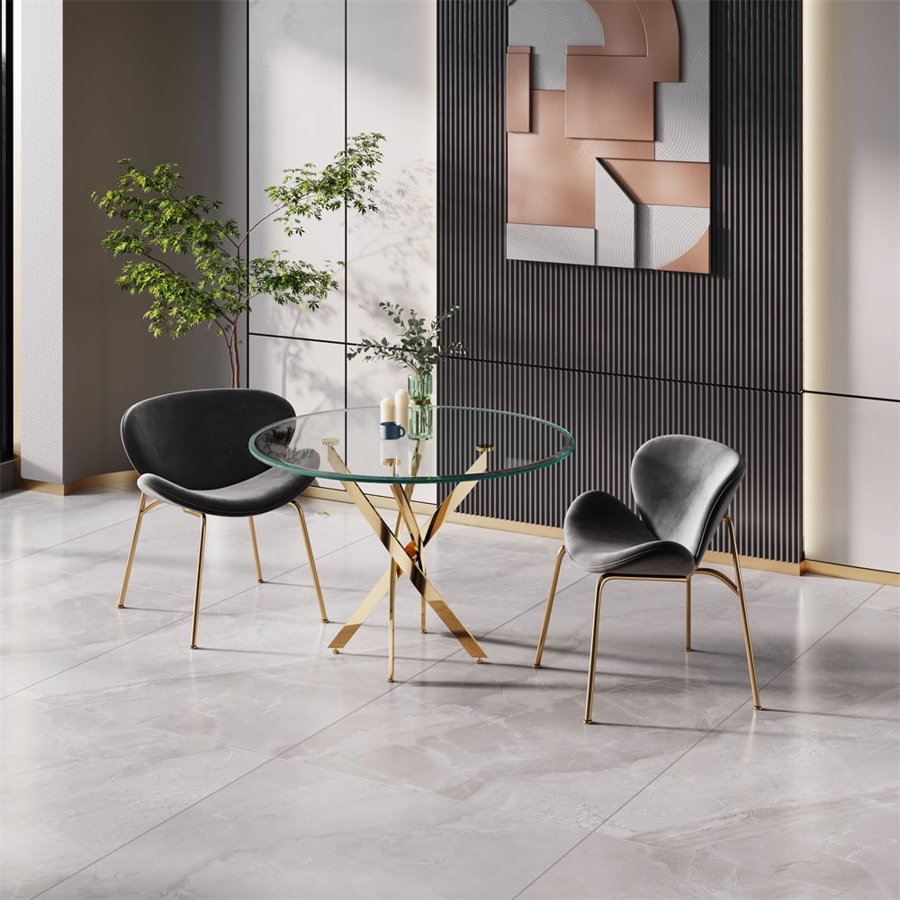 Velvet Dining Chairs Set of 2, Modern Elegant Upholstered Accent Chair ...
