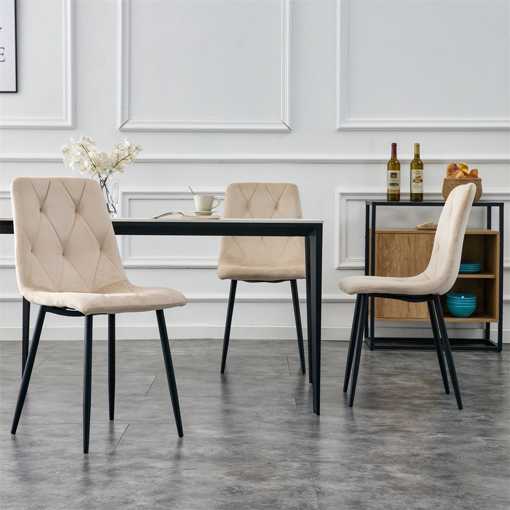 Velvet Dining Chairs Set of 4, Modern Tufted Upholstered Dining Chairs ...