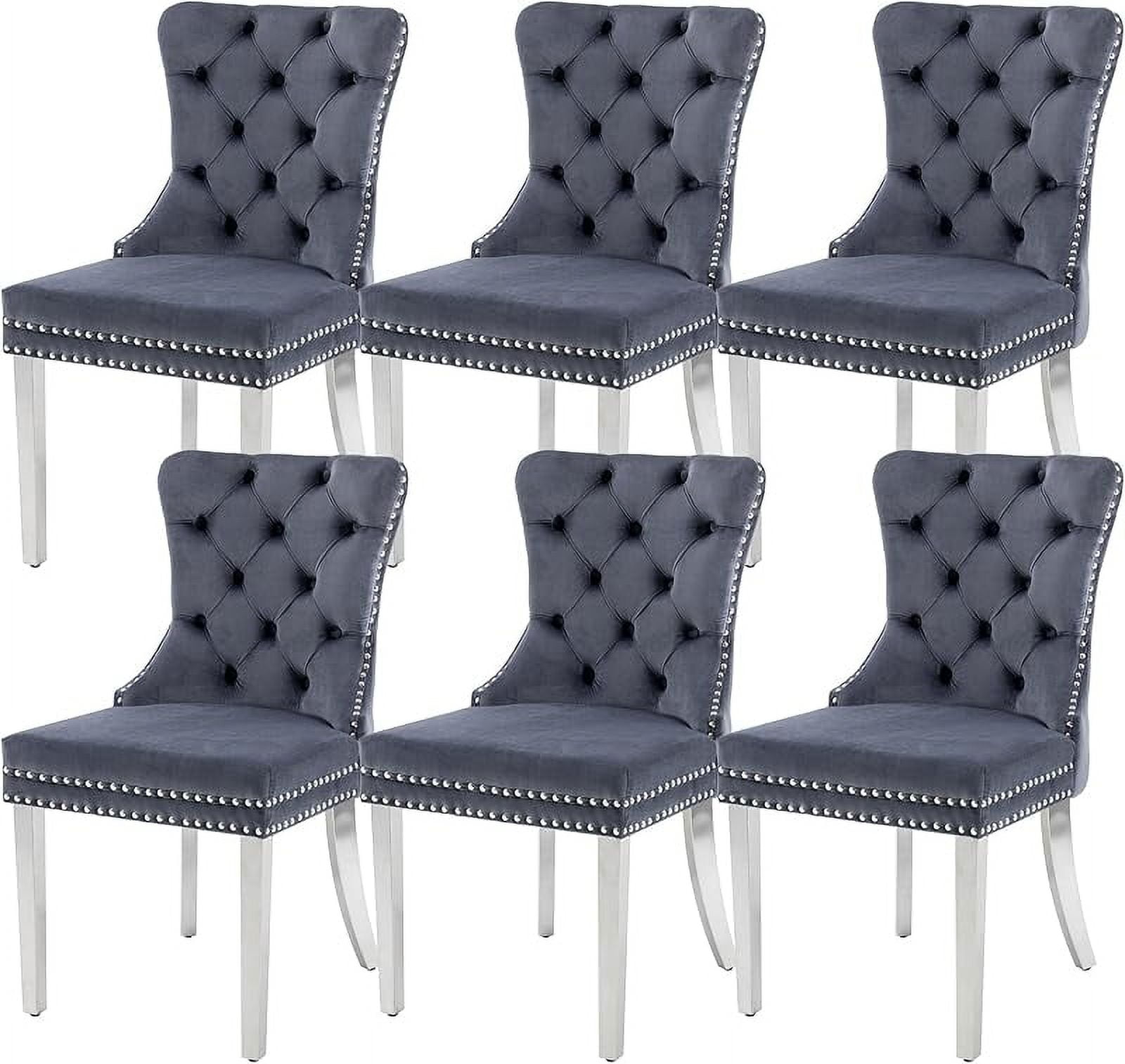 Velvet Dining Chairs Set of 4, Upholstered High-end Tufted Dining Room ...