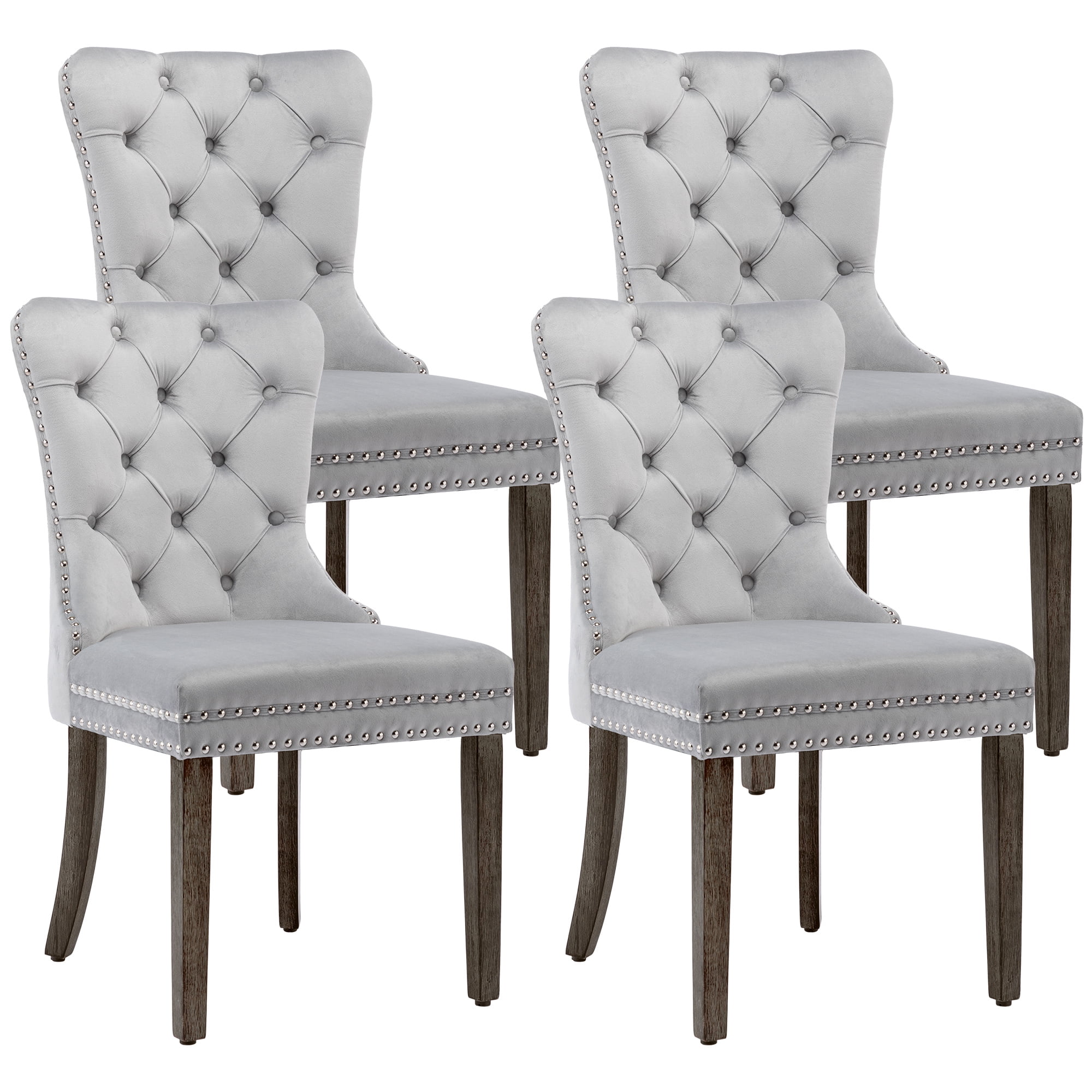 Velvet Dining Chairs Set of 4 Upholstered High-end Tufted Dining Room ...