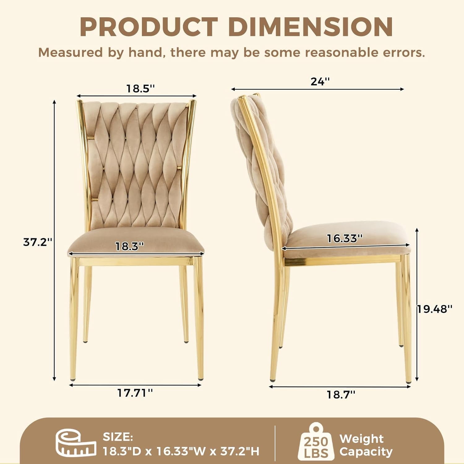 Velvet Dining Chairs Set of 8, Modern Kitchen Chairs with Gold Metal ...