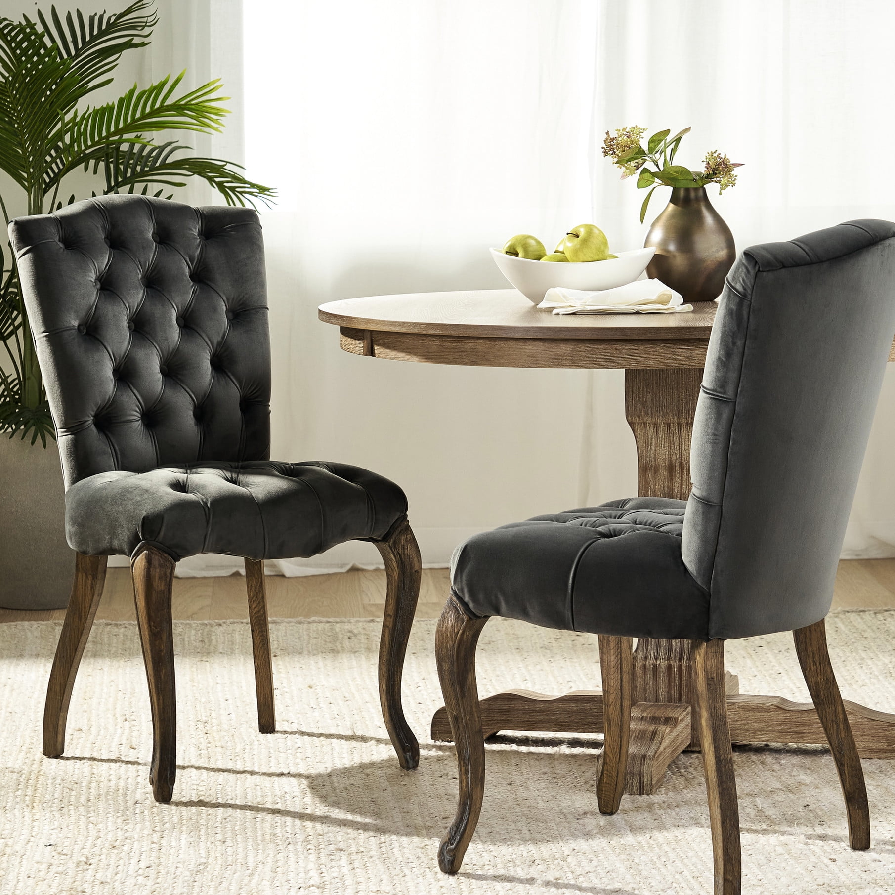 Velvet Dining Chairs (Set of 2) | Charcoal Oak Legs Design | Noble ...