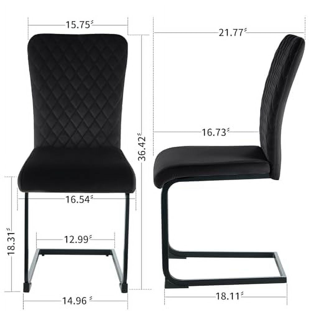 Velvet Dining Room Chairs Set of 2 High Back Kitchen Chairs Black Metal ...