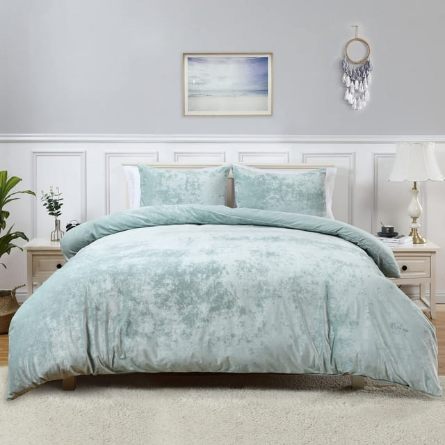 Velvet Duvet Cover Bedding Set Queen Size, Luxury Ultra Soft Velvet ...