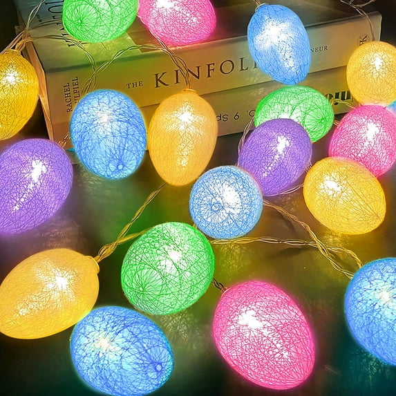 Velvet Easter Egg String Lights, 20 LED 10 Ft, Battery Operated, Indoor/Outdoor, Window Hanging ...