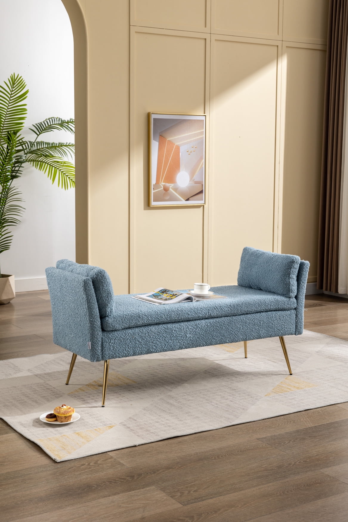 Velvet Elegant Entryway Bench, Modern Upholstered Tufted Ottoman Bench ...