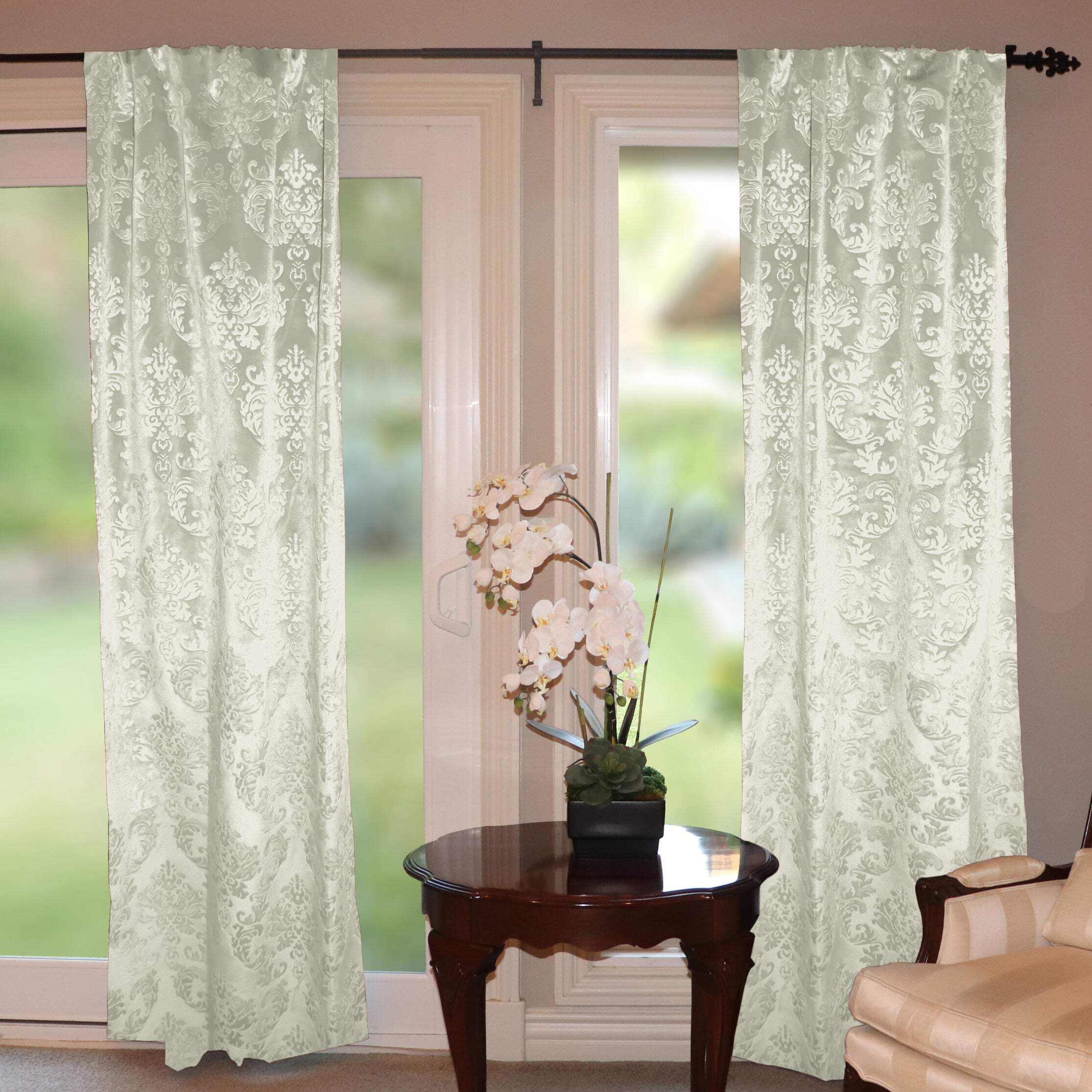 Velvet Embossed Damask Curtain Panel 54 Inch Wide - Walmart.com