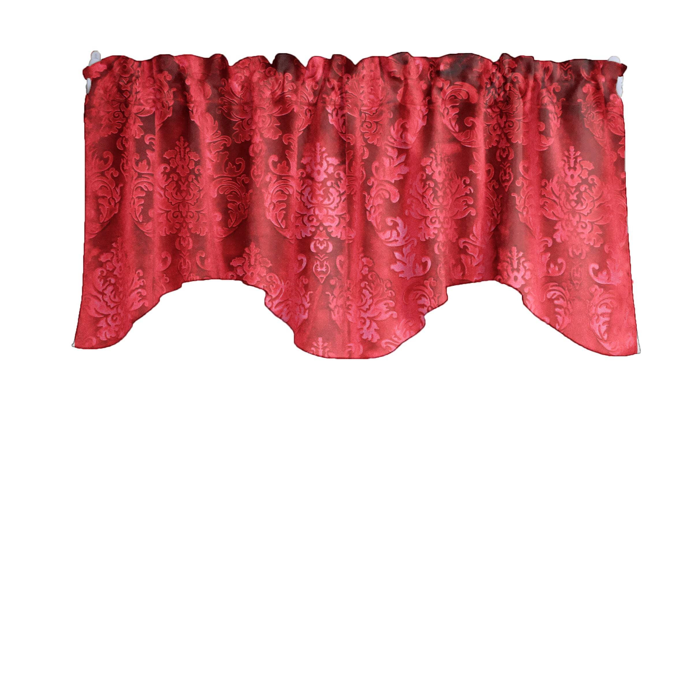 Velvet Embossed Damask Scalloped Window Valance 54" Wide / 20" Tall ...