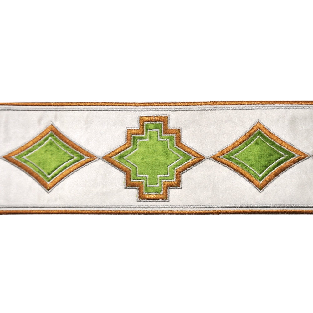 Velvet Embossed Tape - 4" Width (25 YDS) BR-7557-14/28 Green/Ivory ...