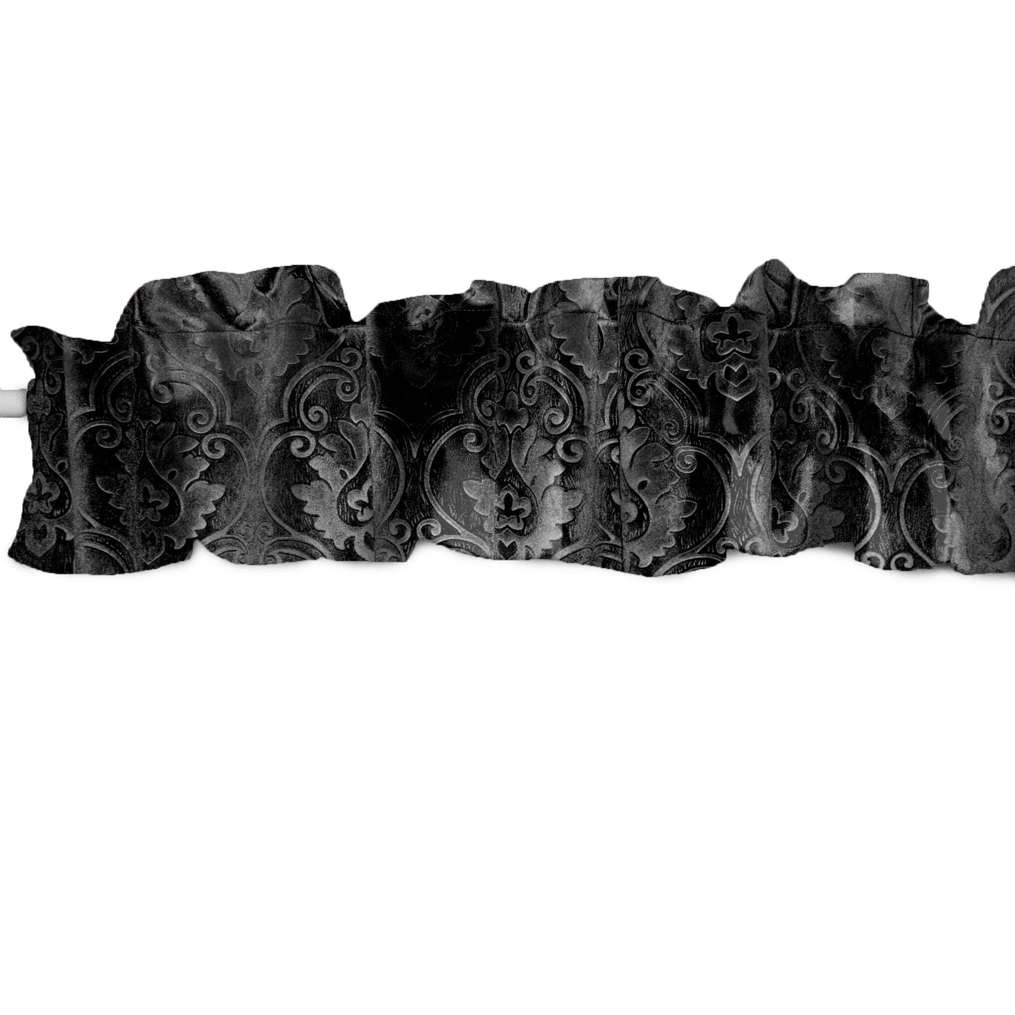 Velvet Embossed Victorian Damask Curtain Sleeve Topper Window Treatment ...