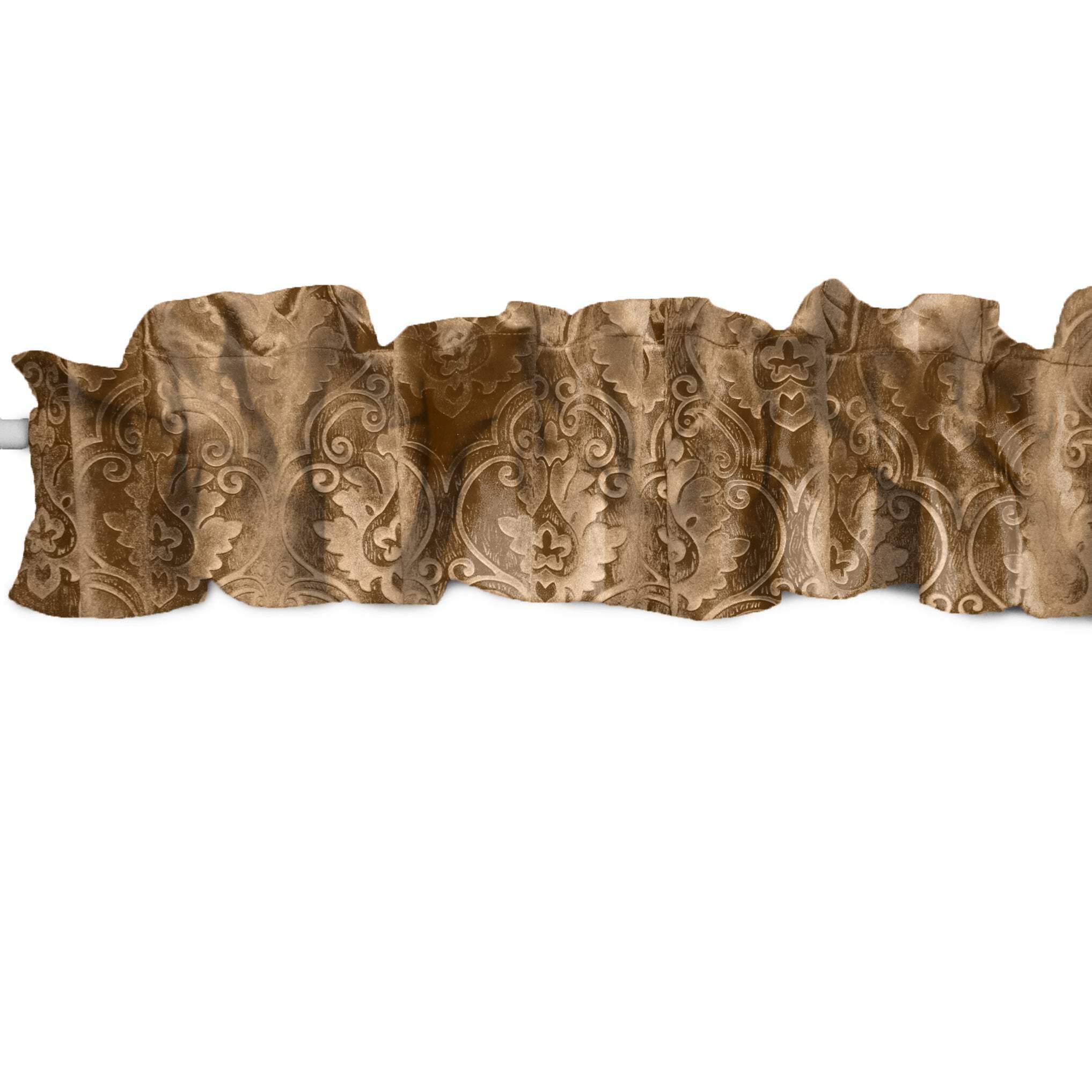 Velvet Embossed Victorian Damask Curtain Sleeve Topper Window Treatment ...