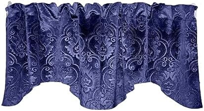 Velvet Embossed Victorian Damask Scalloped Wave Valance Window ...