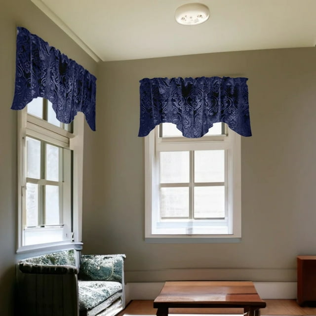 Velvet Embossed Victorian Damask Scalloped Window Valance 54 Wide / 20 ...