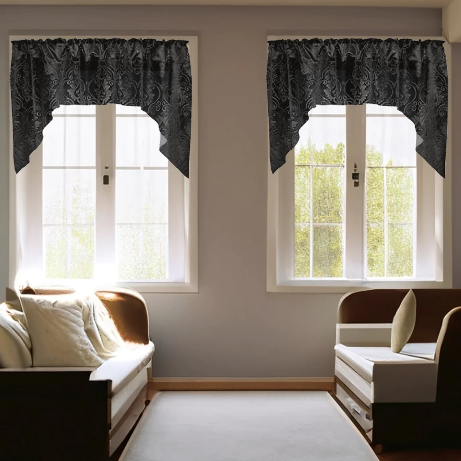 Velvet Embossed Victorian Damask Swag Window Valance 54" Wide / 36 ...