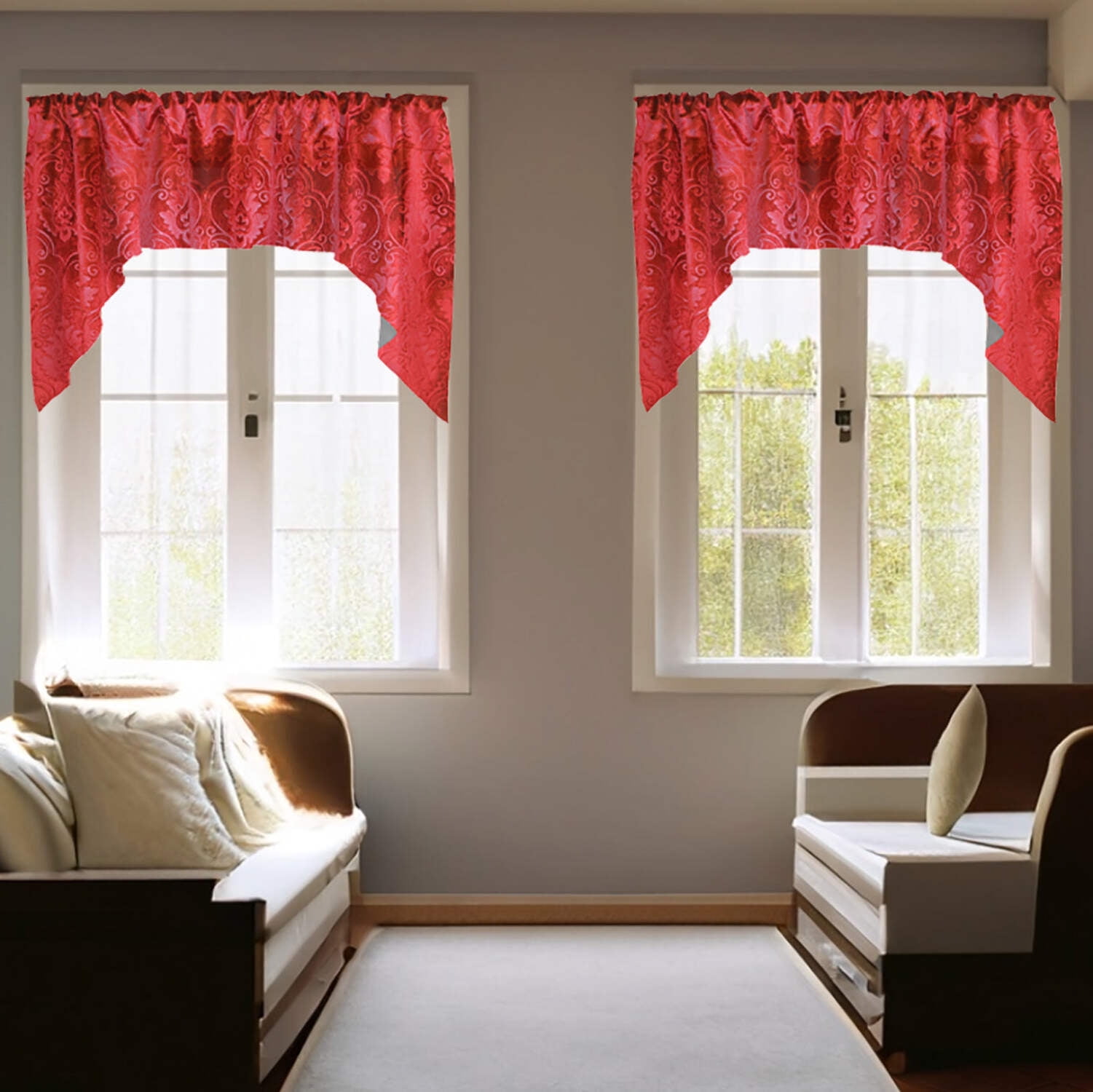 Velvet Embossed Victorian Damask Swag Window Valance 54" Wide / 36 ...