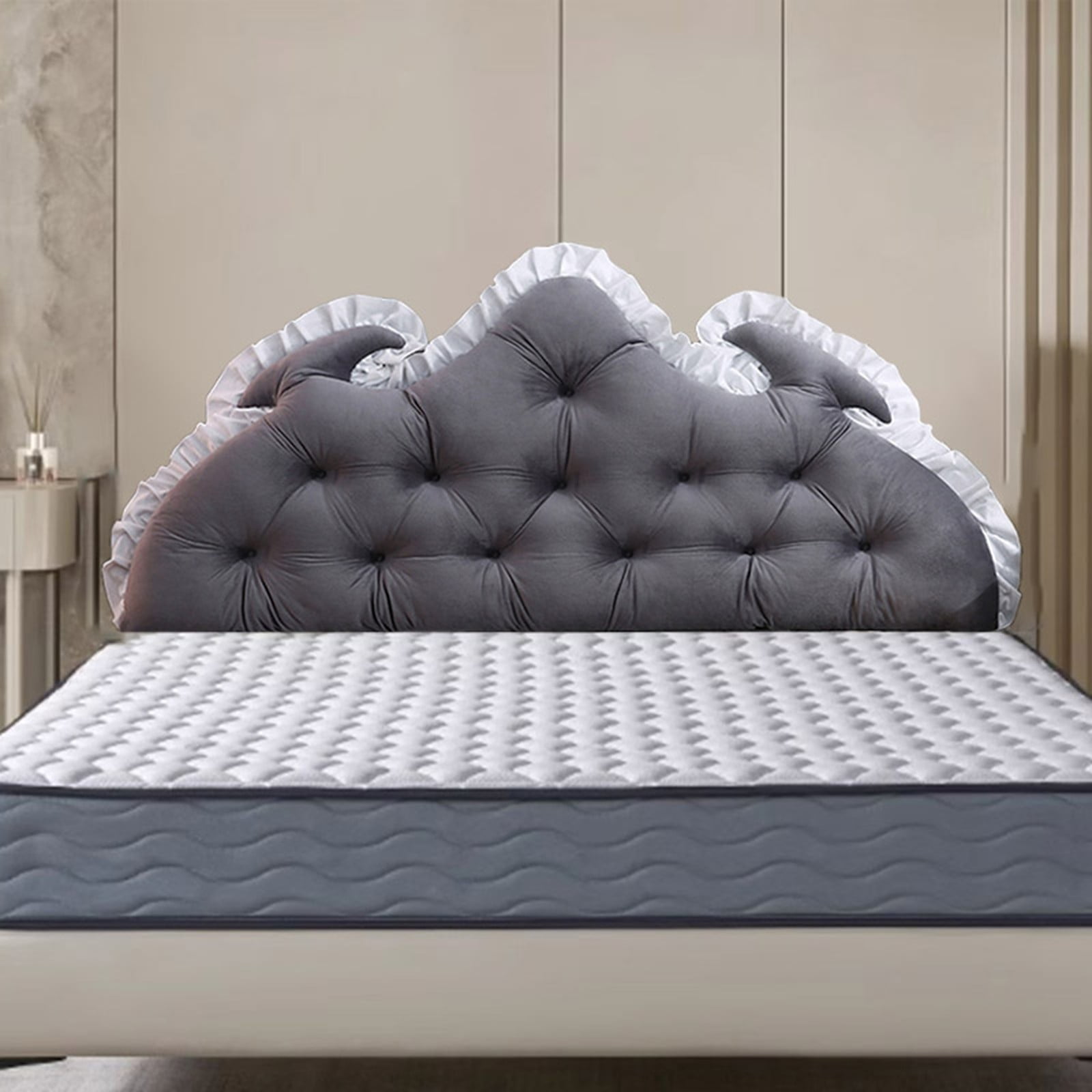 Velvet Embroidered Tufted Backrest Cushion for Headboard Sofa and ...