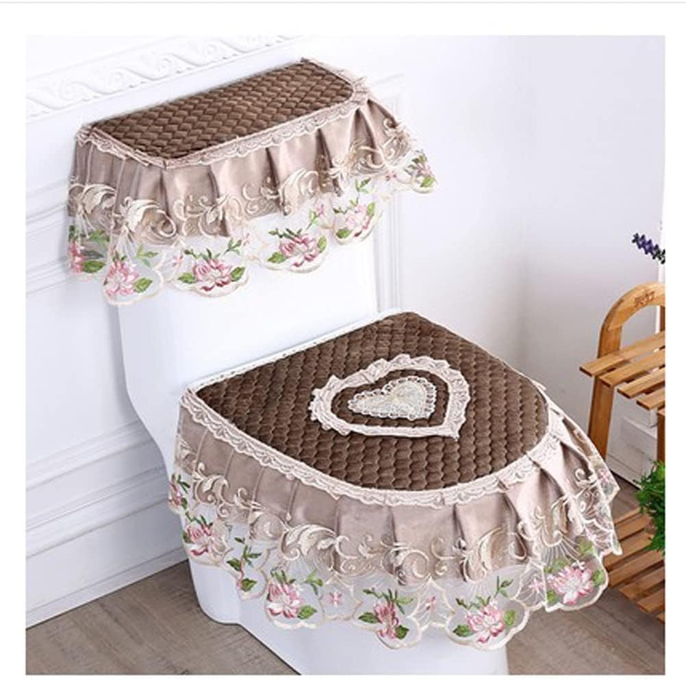 Velvet Embroidery Lace Toilet Mat Toilet Seat Cover/Lid Cover/Tank ...