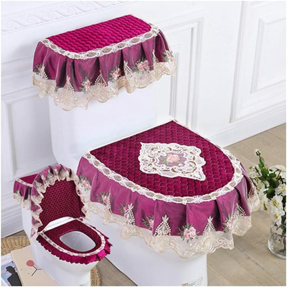 Velvet Embroidery Lace Toilet Mat Toilet Seat Cover/Lid Cover/Tank ...