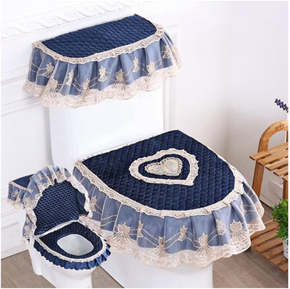 Velvet Embroidery Lace Toilet Mat Toilet Seat Cover/Lid Cover/Tank ...
