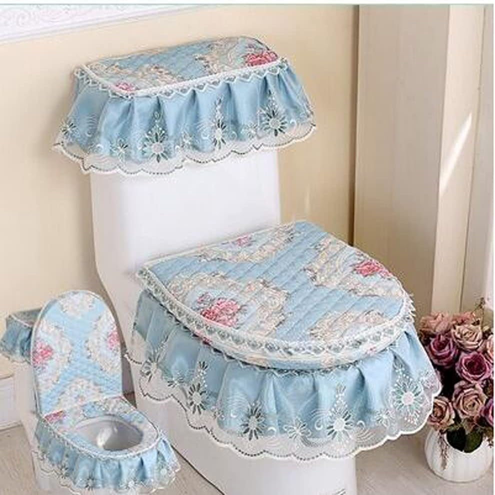Velvet Embroidery Lace Toilet Mat Toilet Seat Cover/Lid Cover/Tank ...