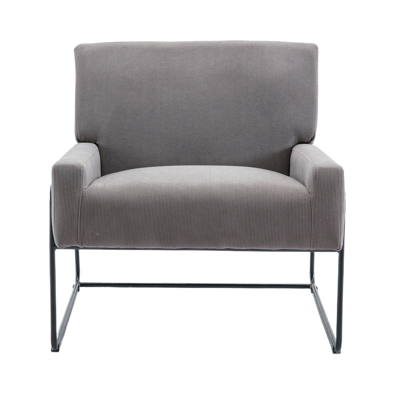 Velvet Fabric Accent Armchair, Reading Slant Sofa Chair with Metal ...