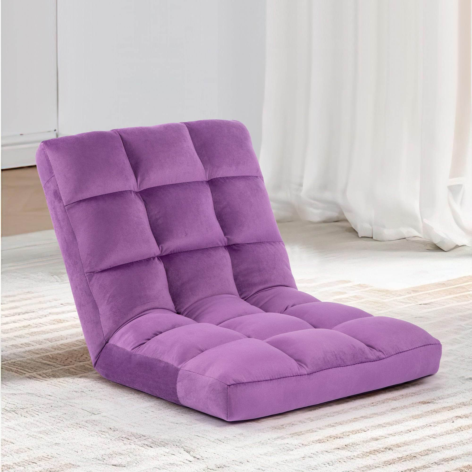 Velvet Floor Chair 24 Inch Wide Armless Oversized Lay Flat Seat 6 ...
