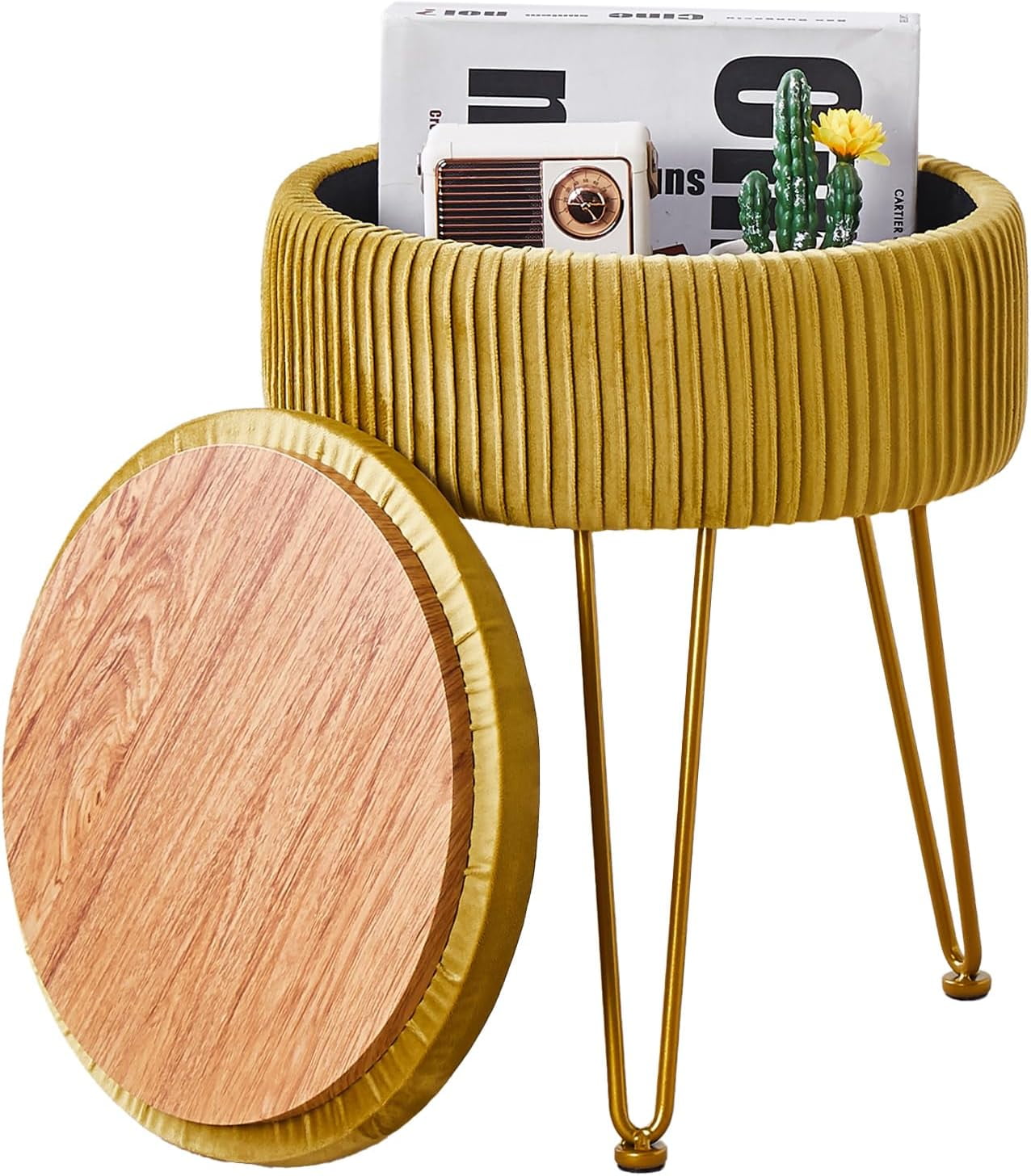 Velvet Foot Rest Stool Multipurpose Dressing Stools Upholstered Round ...