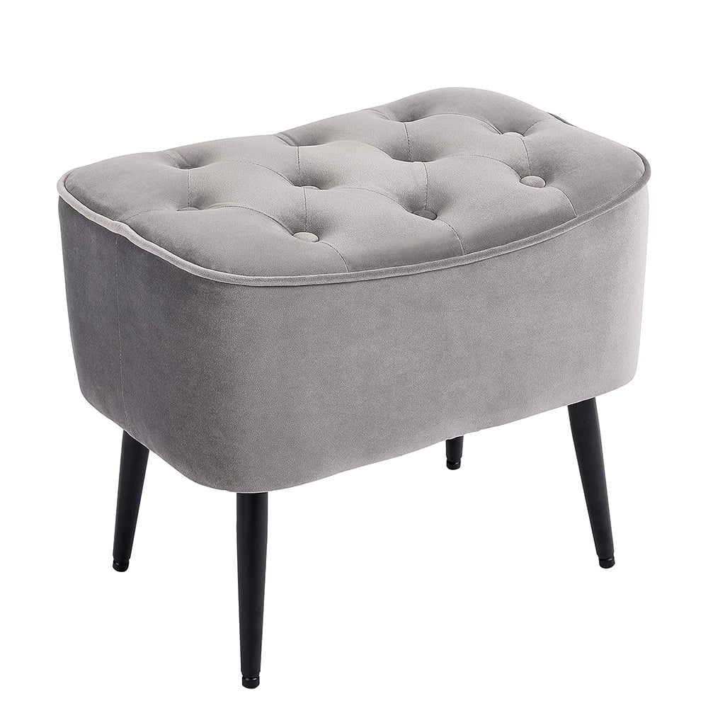 Velvet Foot Stool, Vanity Chair, Tufted Curve Ottoman, Comfy Compact ...