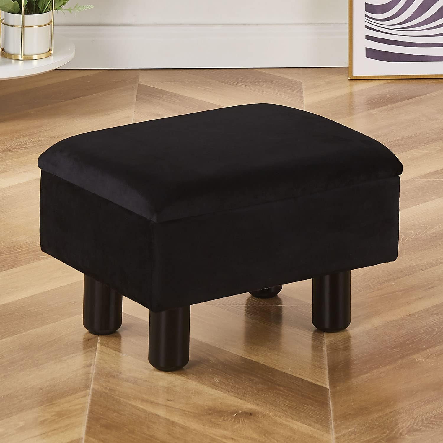 Velvet Footrest Stool Multifunctional Foot Stool Ottomans Storage ...