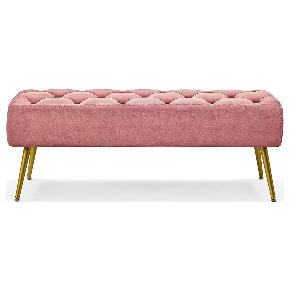 Velvet Footstool, Bench Upholstered Footrest Stool, Button Tufted Stool ...