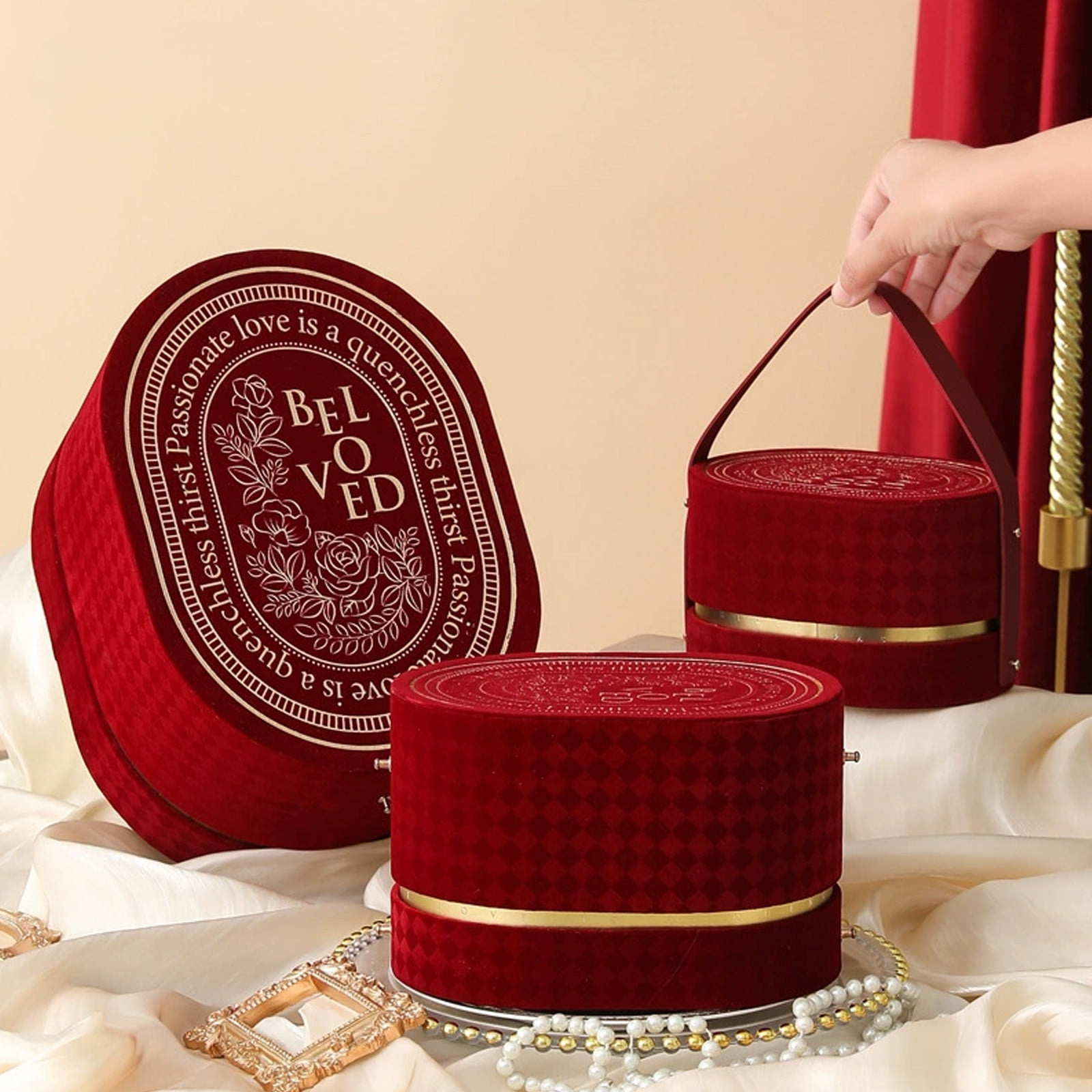 Velvet Gift Box Velvet Gift Box with Handle Wedding Favor Box Holiday ...