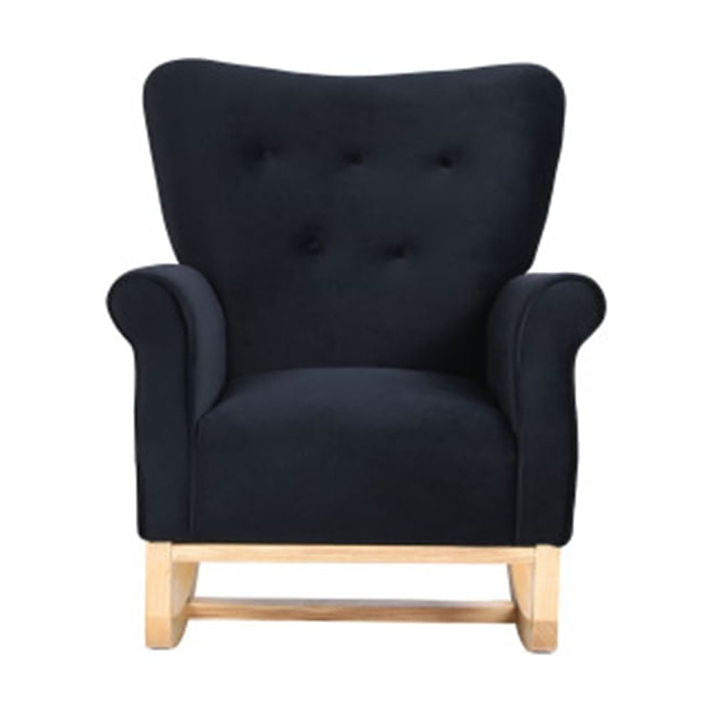 Velvet Glider Rocking Chair, Modern High Backrest Armchair with Solid ...