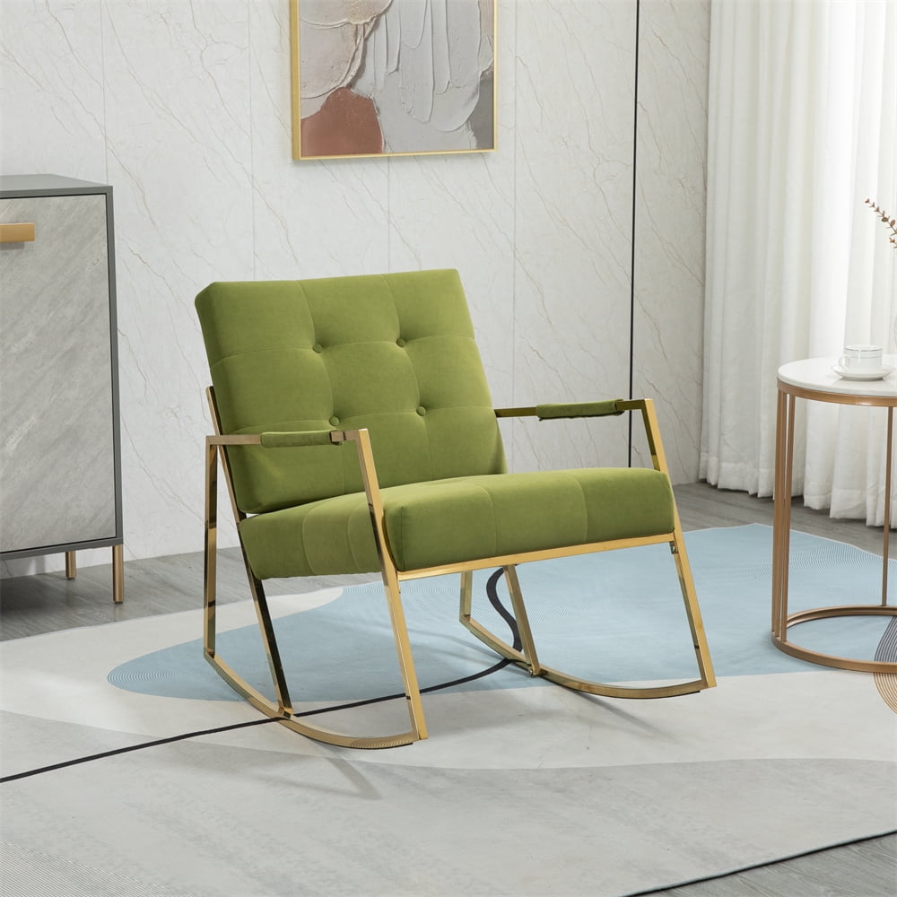 Velvet Glider Rocking Chair, Modern Upholstered Rocker Lounge Chair ...