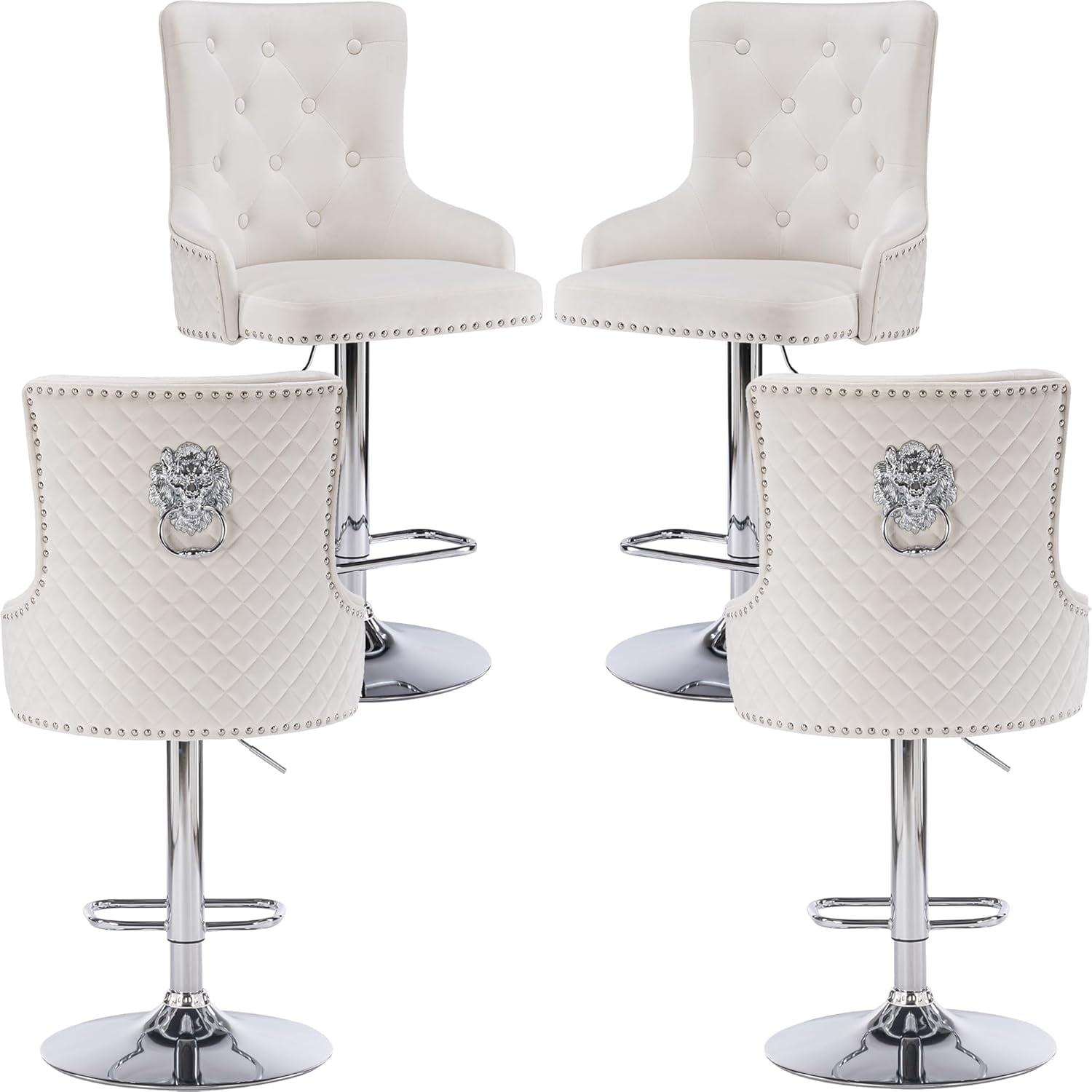 Velvet Gold Bar Stools Set of 2 Modern Counter Height Bar Stools with ...